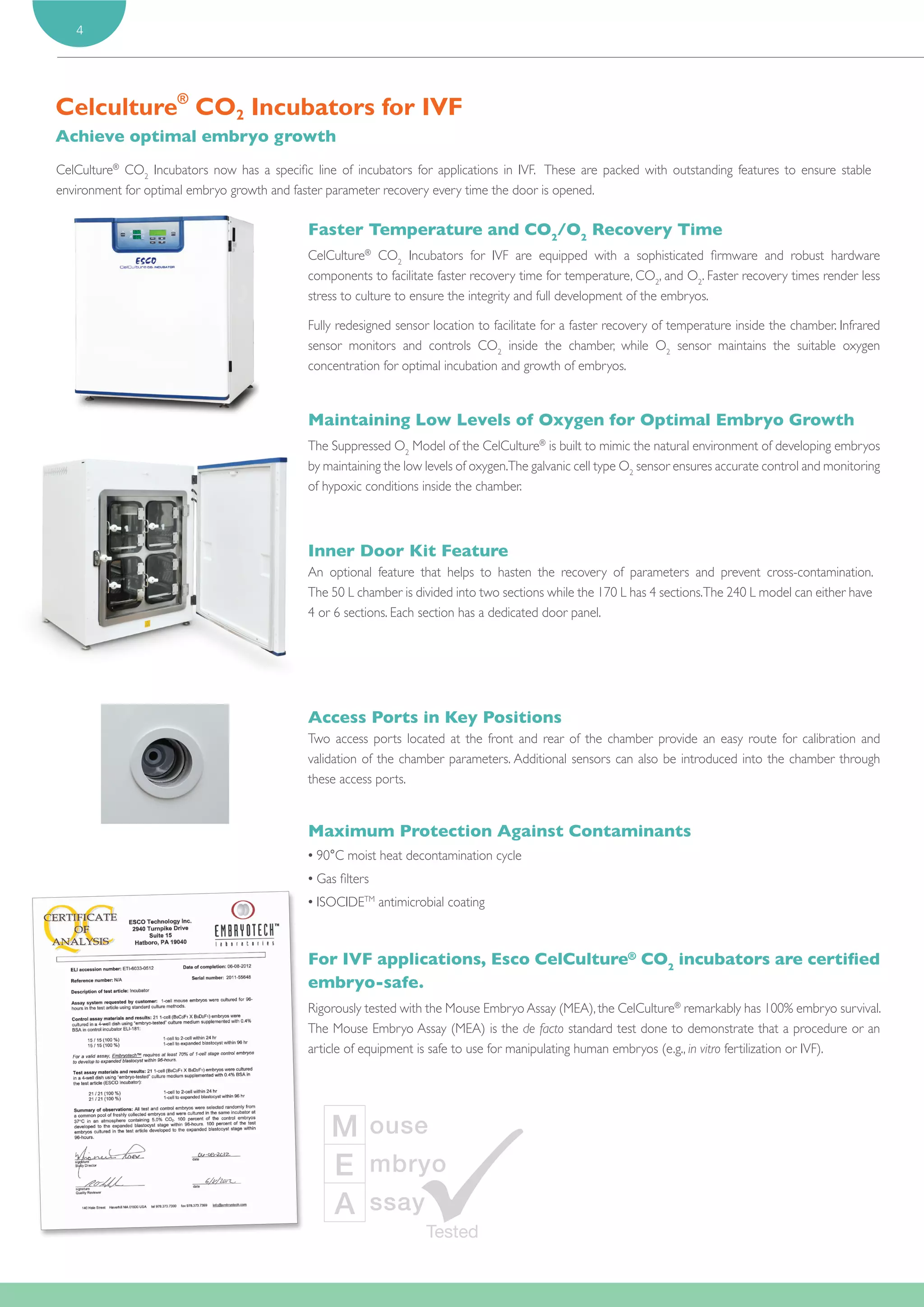 Esco CelCulture IVF Incubator | PDF