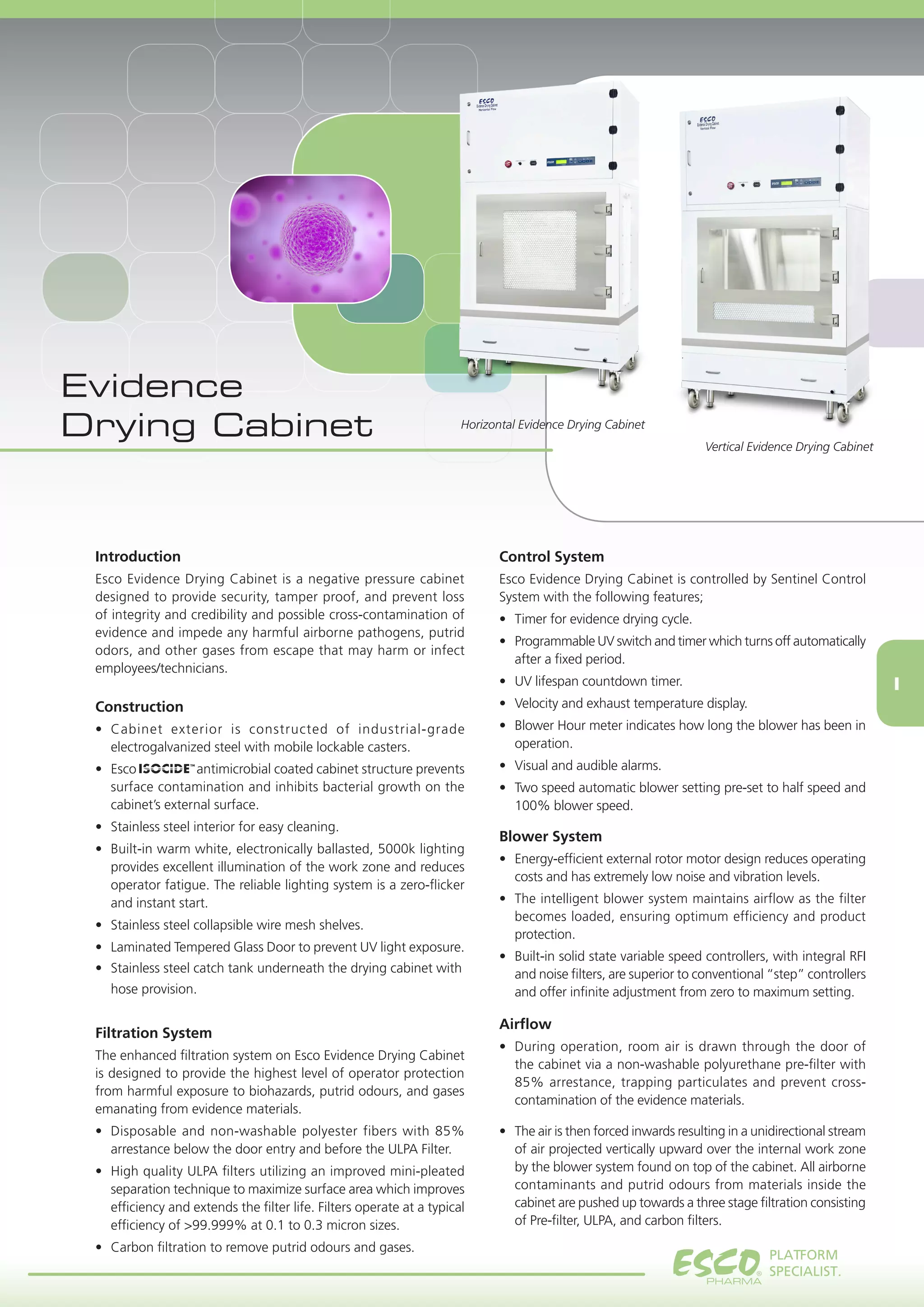 Esco evidence drying cabinet | PDF