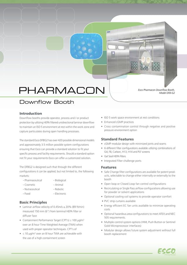 Esco Pharmacon Downflow Booth | PDF