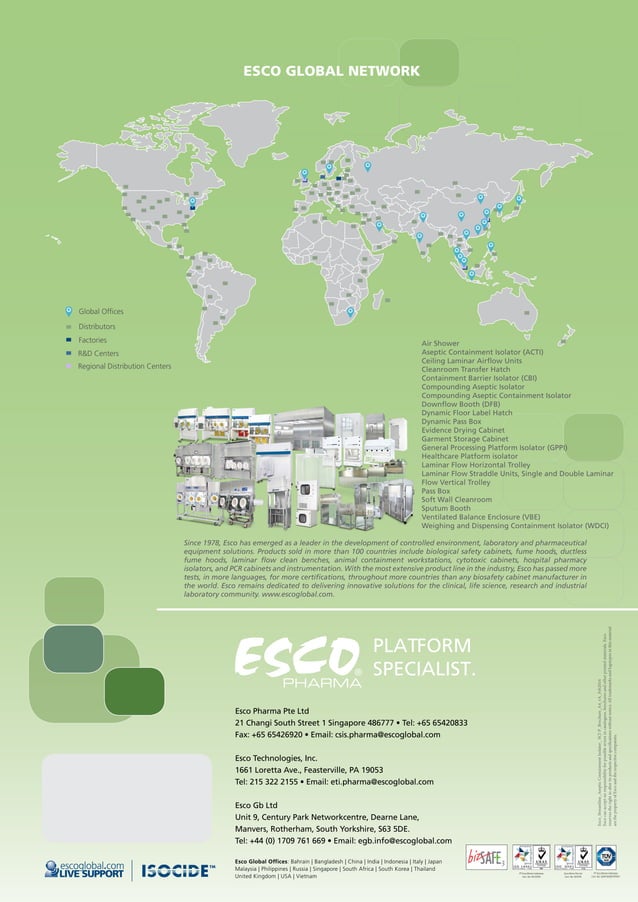 Esco Streamline Compounding Aseptic Containment Isolator | PDF