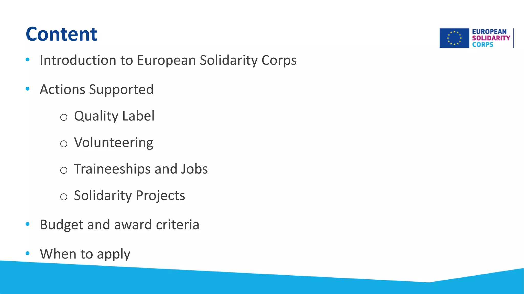 European Solidarity Corps UK – Overview | PPTX