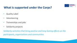 European Solidarity Corps UK – Overview | PPTX