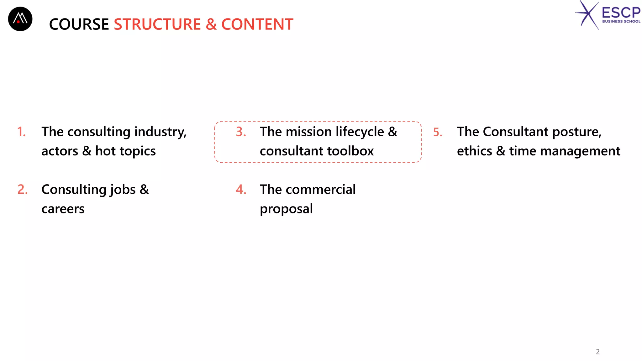 ESCP - Consultant behaviour session 3 2021 - mission lifecycle & consultant toolbox | PDF