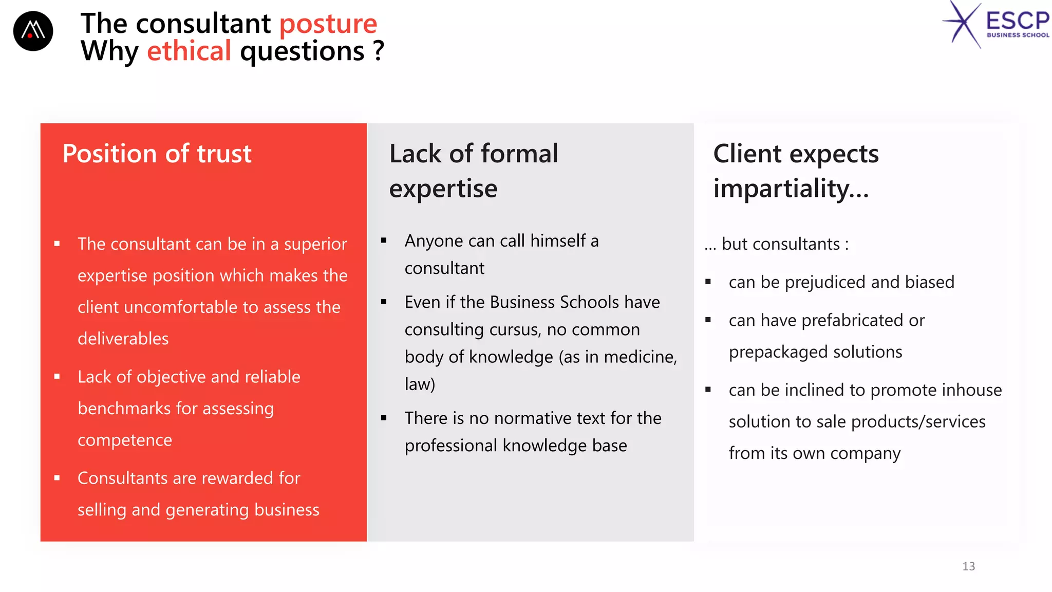 ESCP - Consultant behaviour session 5 2021 - consultant posture, ethics ...
