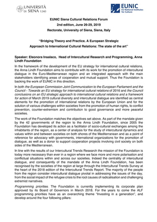 Eleonora Insalaco - Head of Intercultural Research and Programming ...