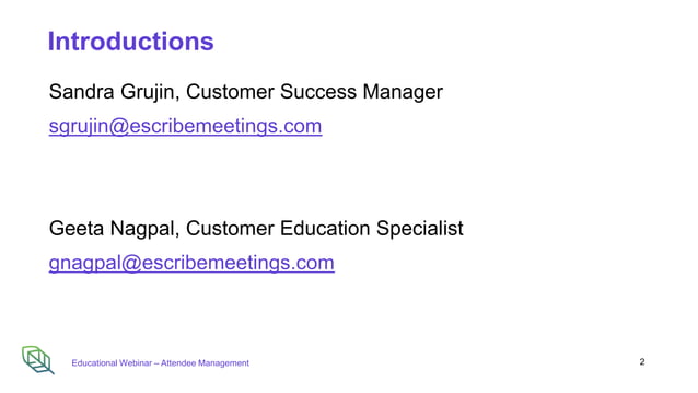 eScribe Attendee Management Webinar Slides | PPTX