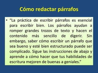 Escribir párrafos | PPTX