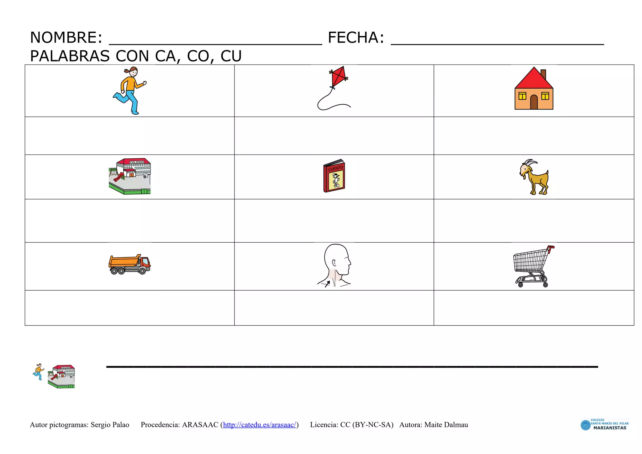 Escribo palabras ca co cu | PDF