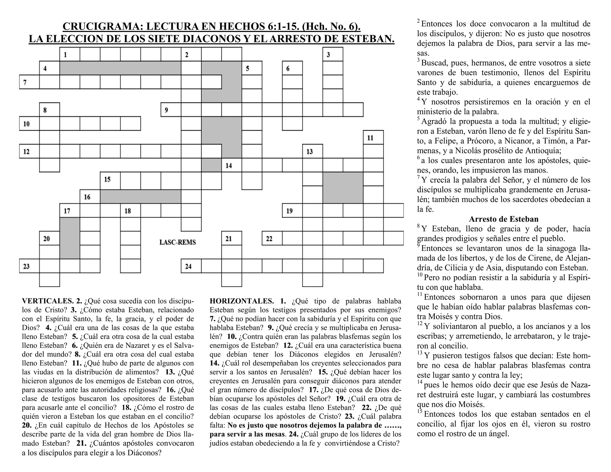 ESCRITO ESTA EN ACCIÓN. LA ELECCIÓN DE LOS SIETE DIÁCONOS Y EL ARRESTO ...