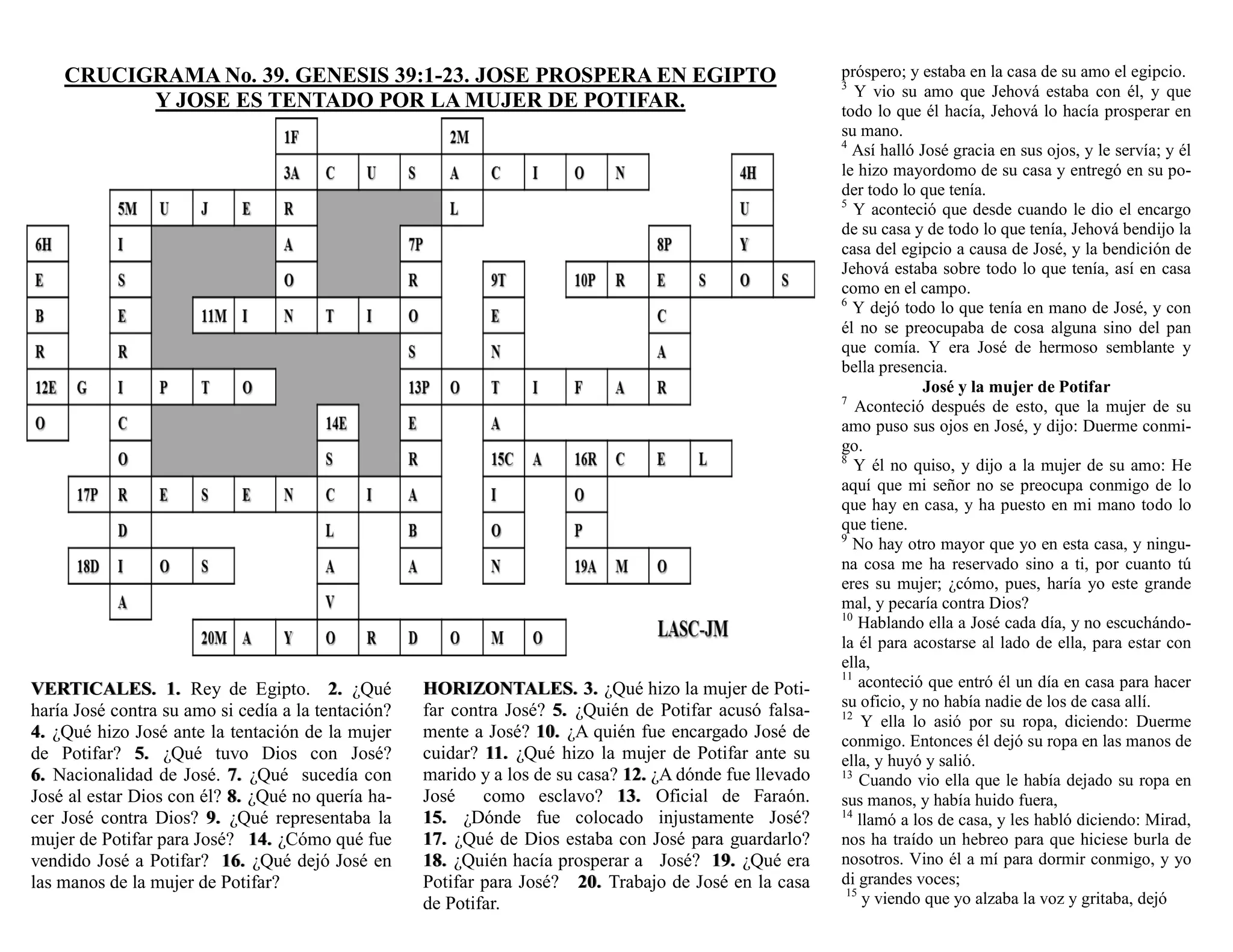 ESCRITO ESTA EN ACCION. JOSE EN LA CASA DE POTIFAR EN EGIPTO Y SU ...