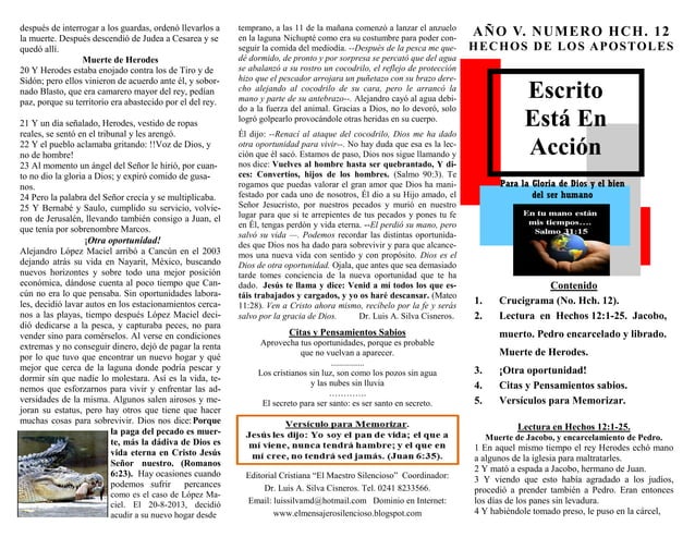 ESCRITO ESTA EN ACCION. MUERTE DE JACOBO, PEDRO ES ENCARCELADO, Y ...