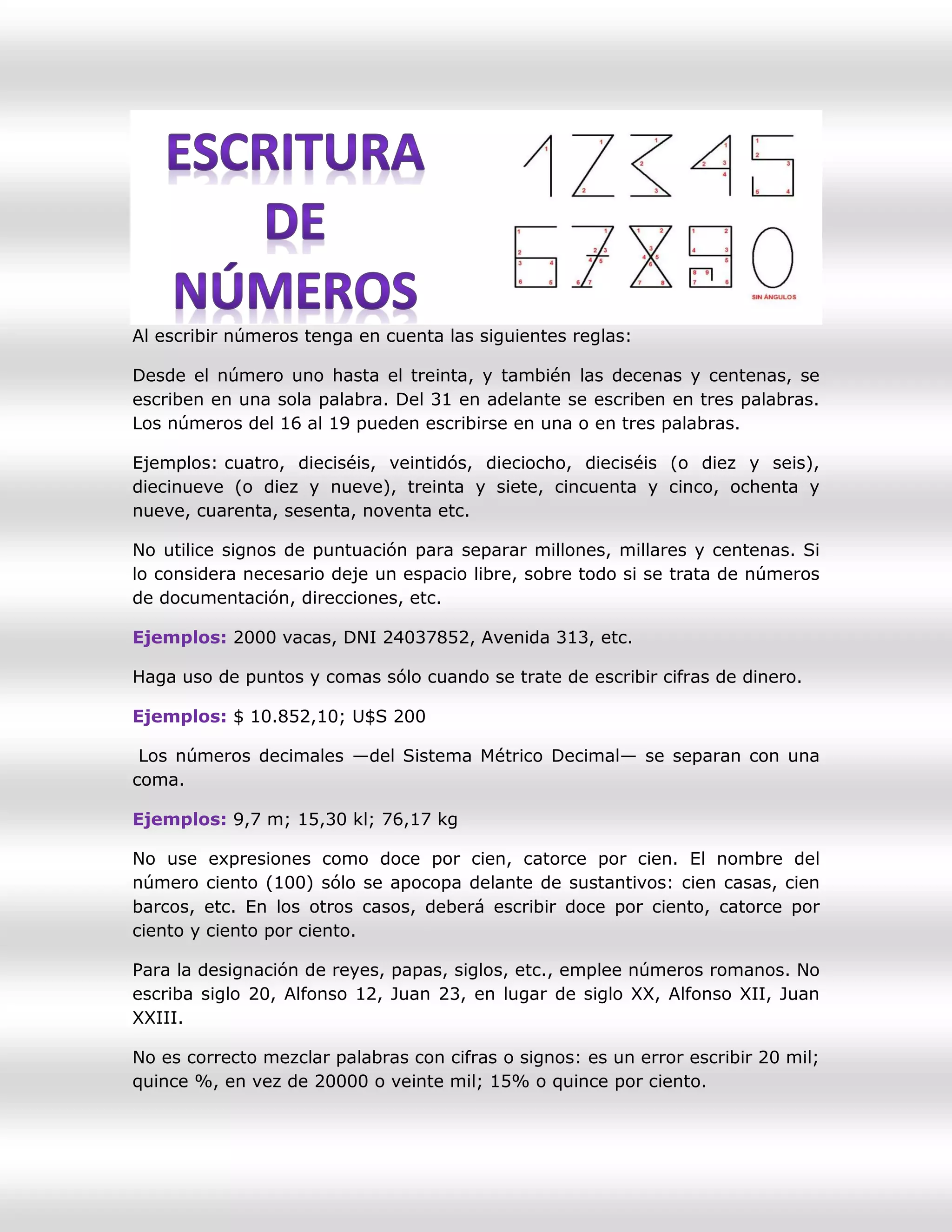 Escritura de Números | PDF
