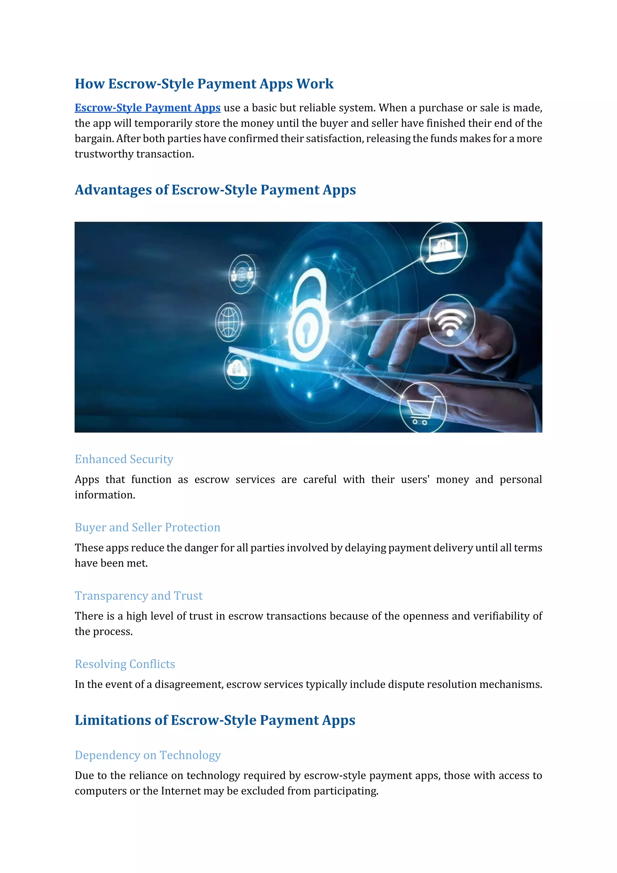 Escrow-Style Payment Apps vs Traditional Payment Methods | PDF