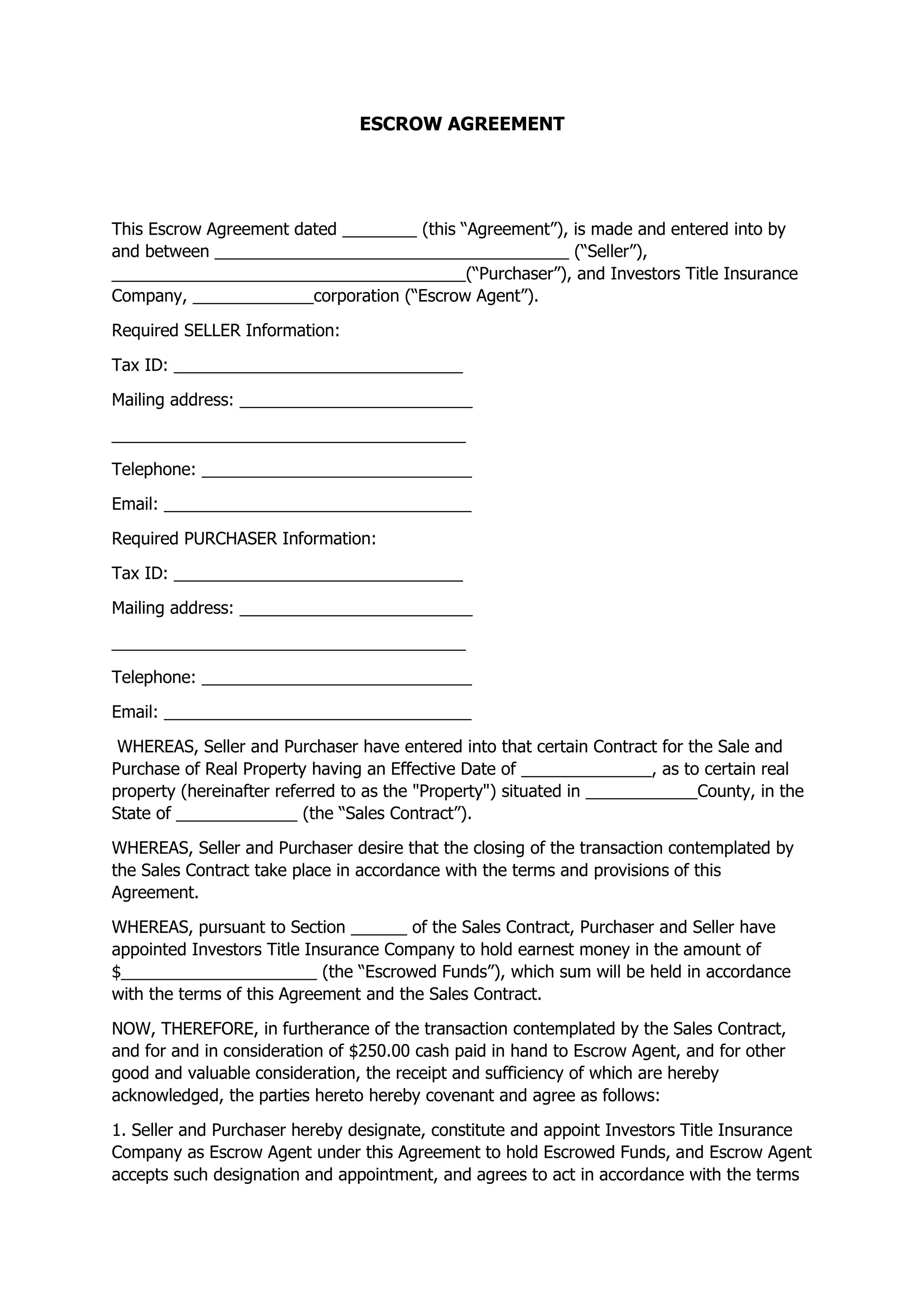 ESCROW AGREEMENT | PDF