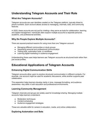 Safe and Educational Use of Multiple Telegram Accounts in 2026-27 | DOCX