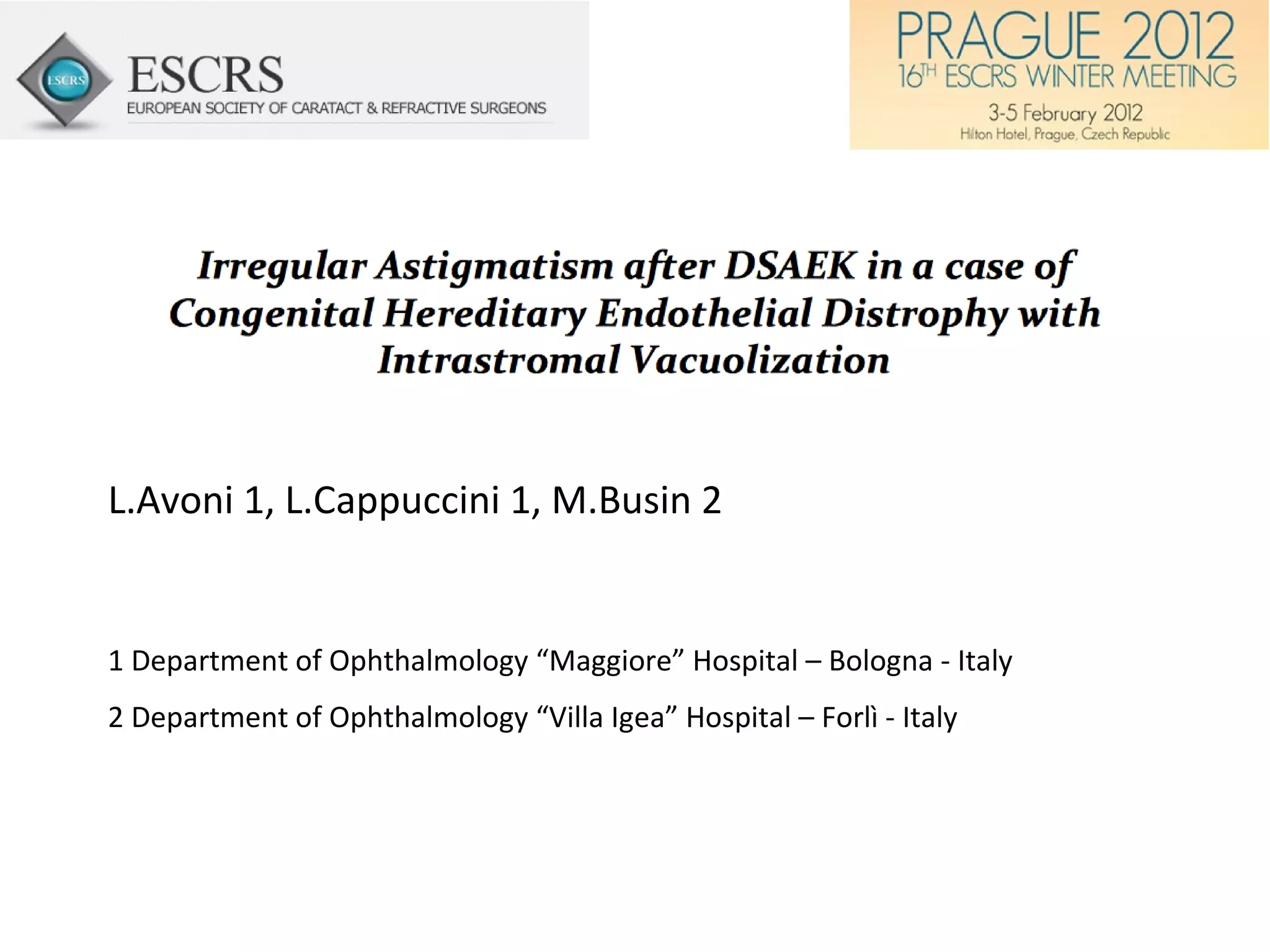 Irregular Astigmatism after DSAEK | PPT