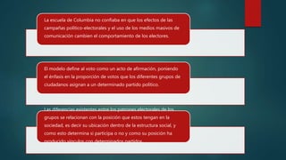 Modelos de Comportamiento Politico-Escuela de Columbia y Eleccion ...