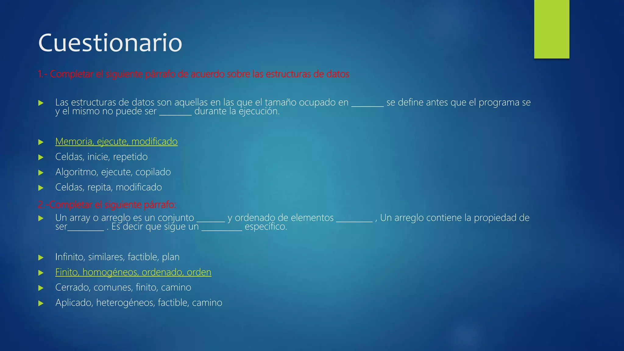 Estructuras de datos 1(Arrays y Estructuras) | PPT