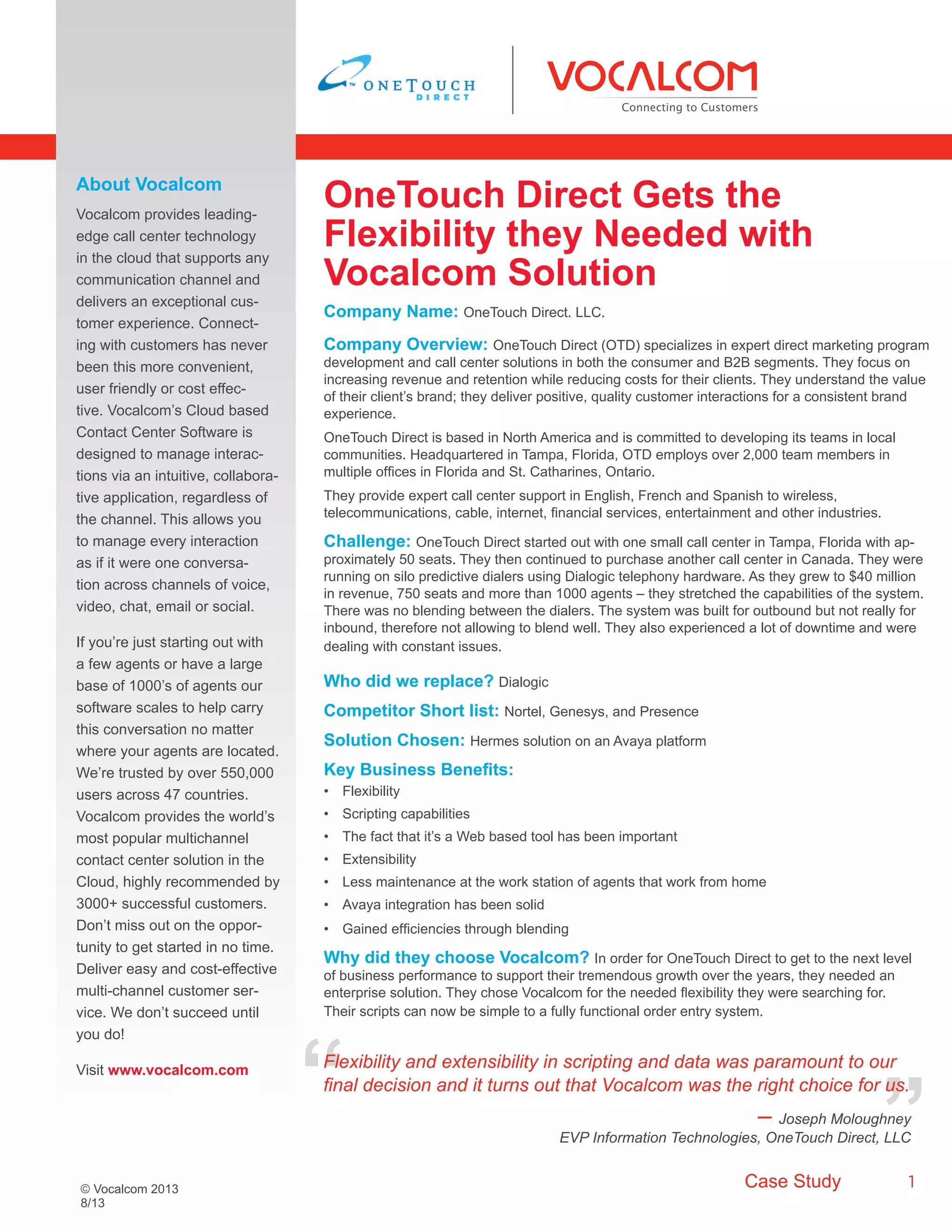 Vocalcom - Company Profile | PDF | Computing | Technology & Computing