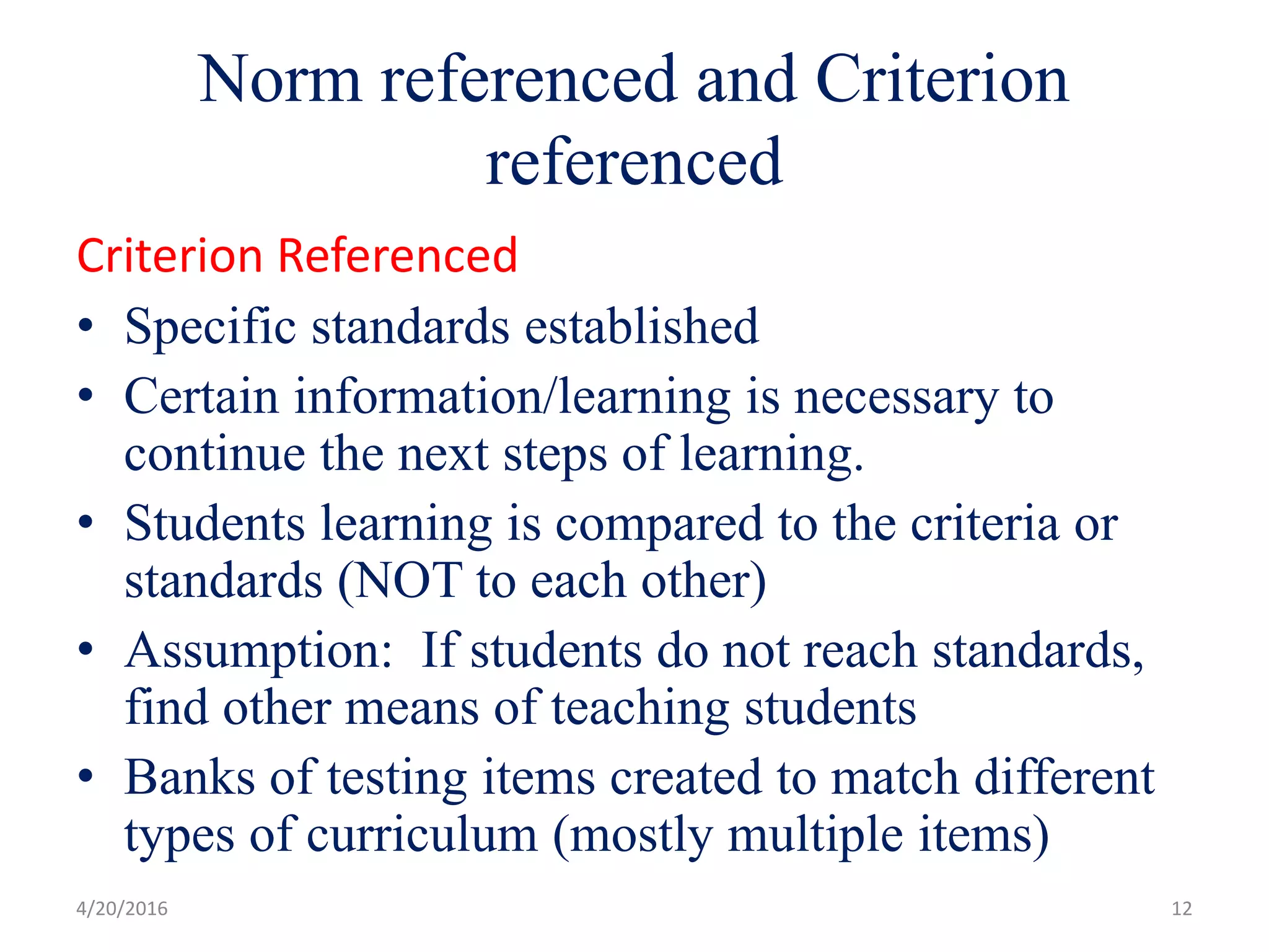 Assessment in Pre-School and Primary School | PPTX