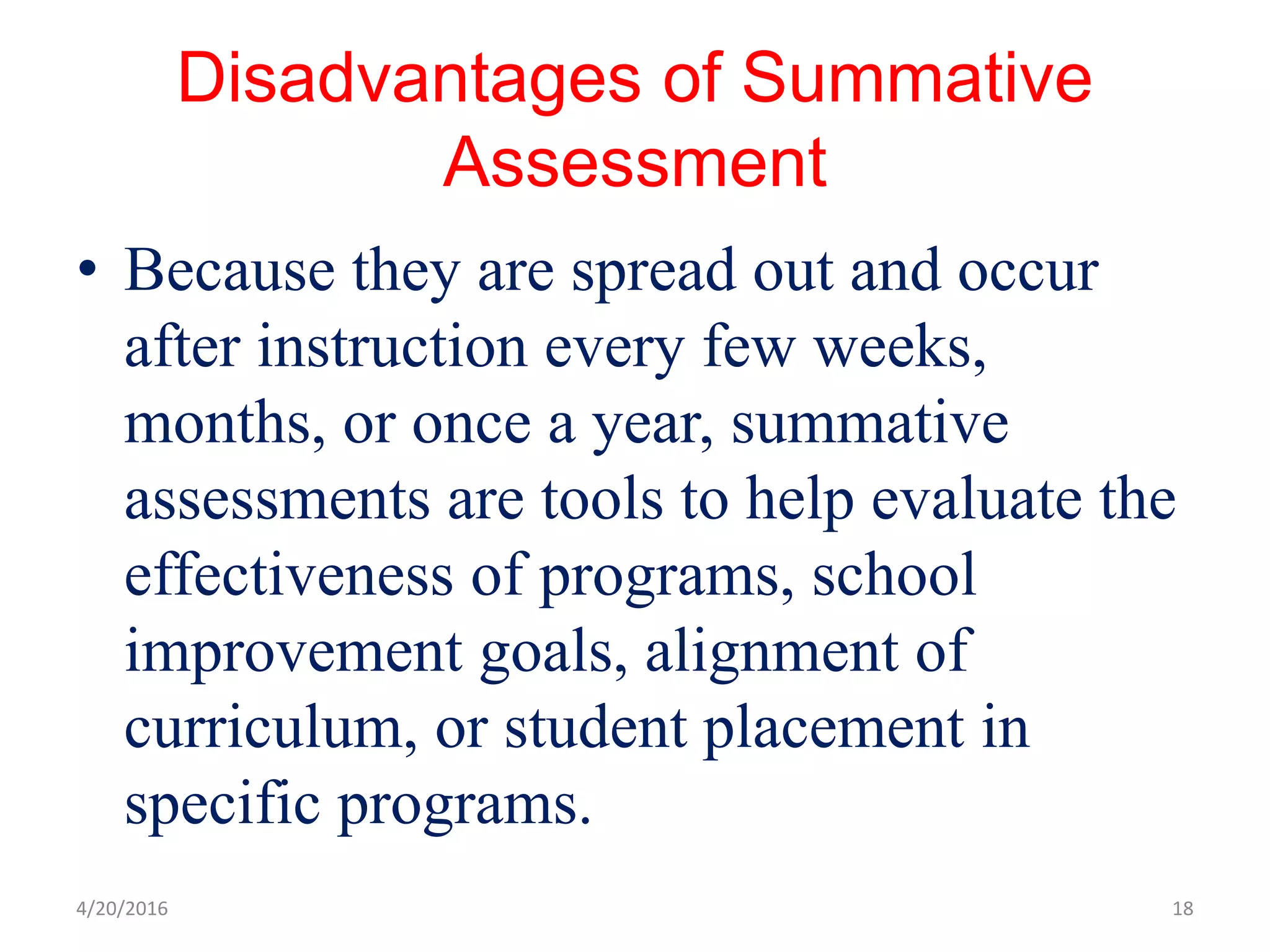 Assessment in Pre-School and Primary School | PPTX