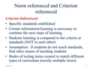 Assessment in Pre-School and Primary School | PPTX