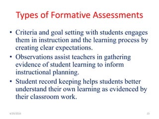 Assessment in Pre-School and Primary School | PPTX