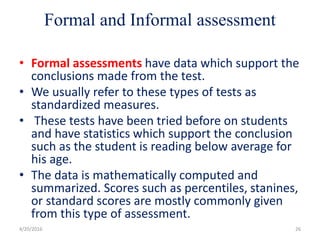 Assessment in Pre-School and Primary School | PPTX