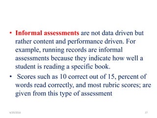 Assessment in Pre-School and Primary School | PPTX