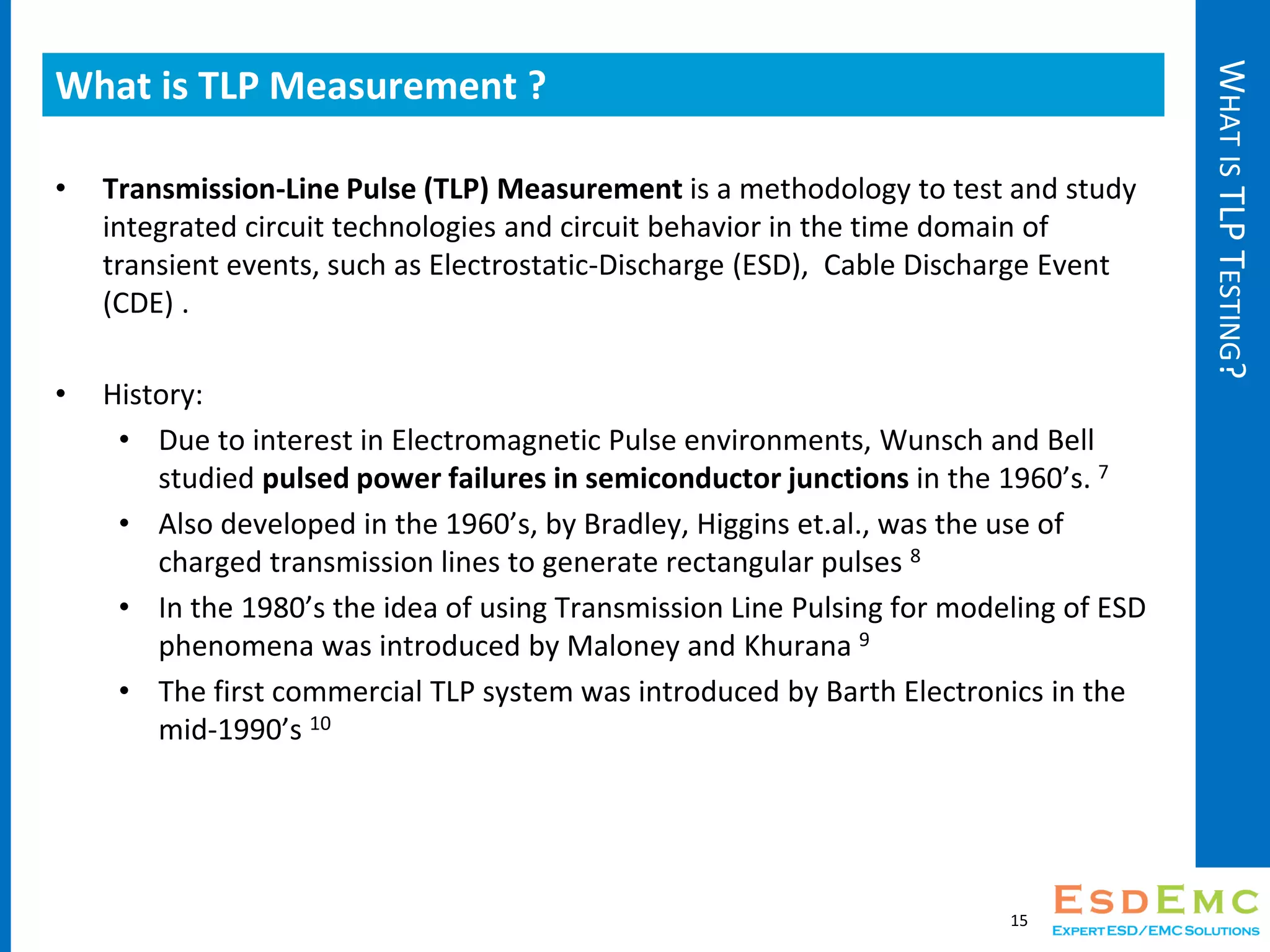 Introduction of Transmission Line Pulse (TLP) Testing for ESD Analysis ...