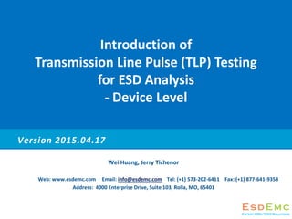 Introduction of Transmission Line Pulse (TLP) Testing for ESD Analysis ...