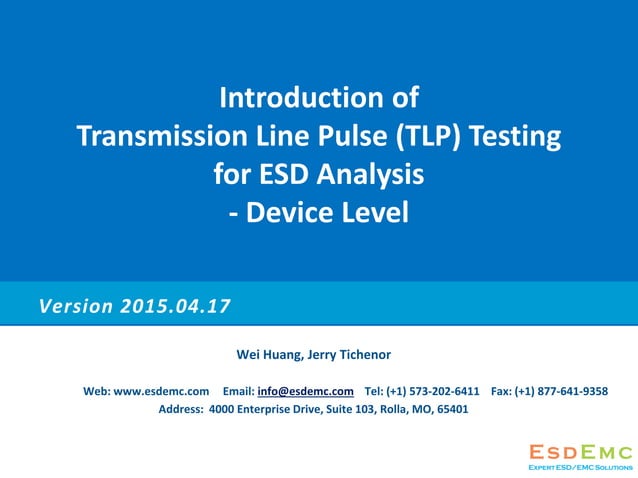 Introduction of Transmission Line Pulse (TLP) Testing for ESD Analysis ...