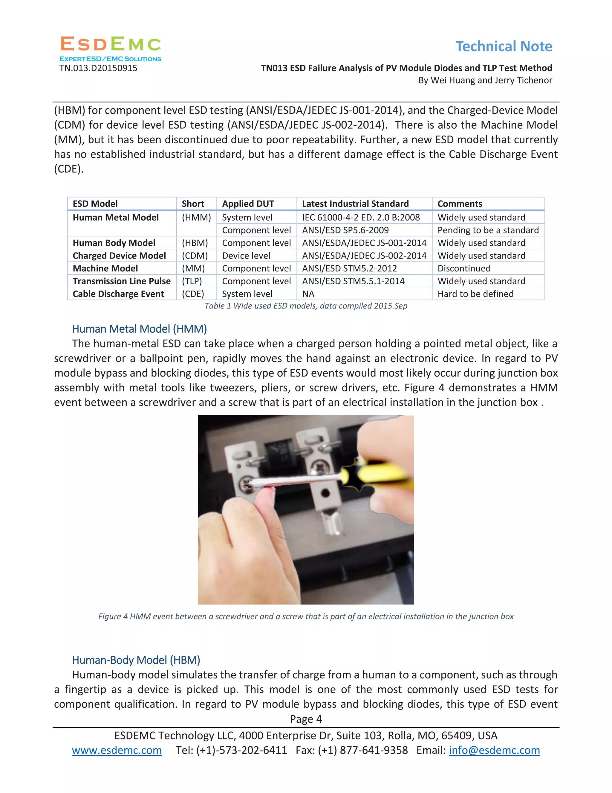TN013 ESD Failure Analysis of PV Module Diodes and TLP Test Method | PDF