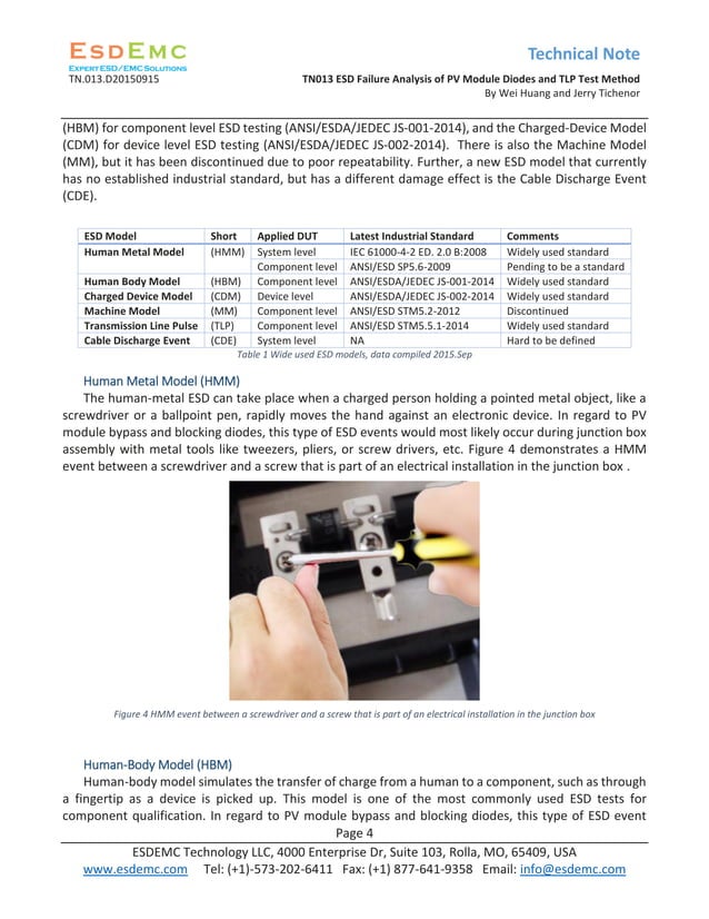TN013 ESD Failure Analysis of PV Module Diodes and TLP Test Method | PDF
