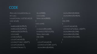 Automatic Street Light Controller Using Arduino | PPTX