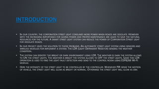 Automatic Street Light Controller Using Arduino | PPTX