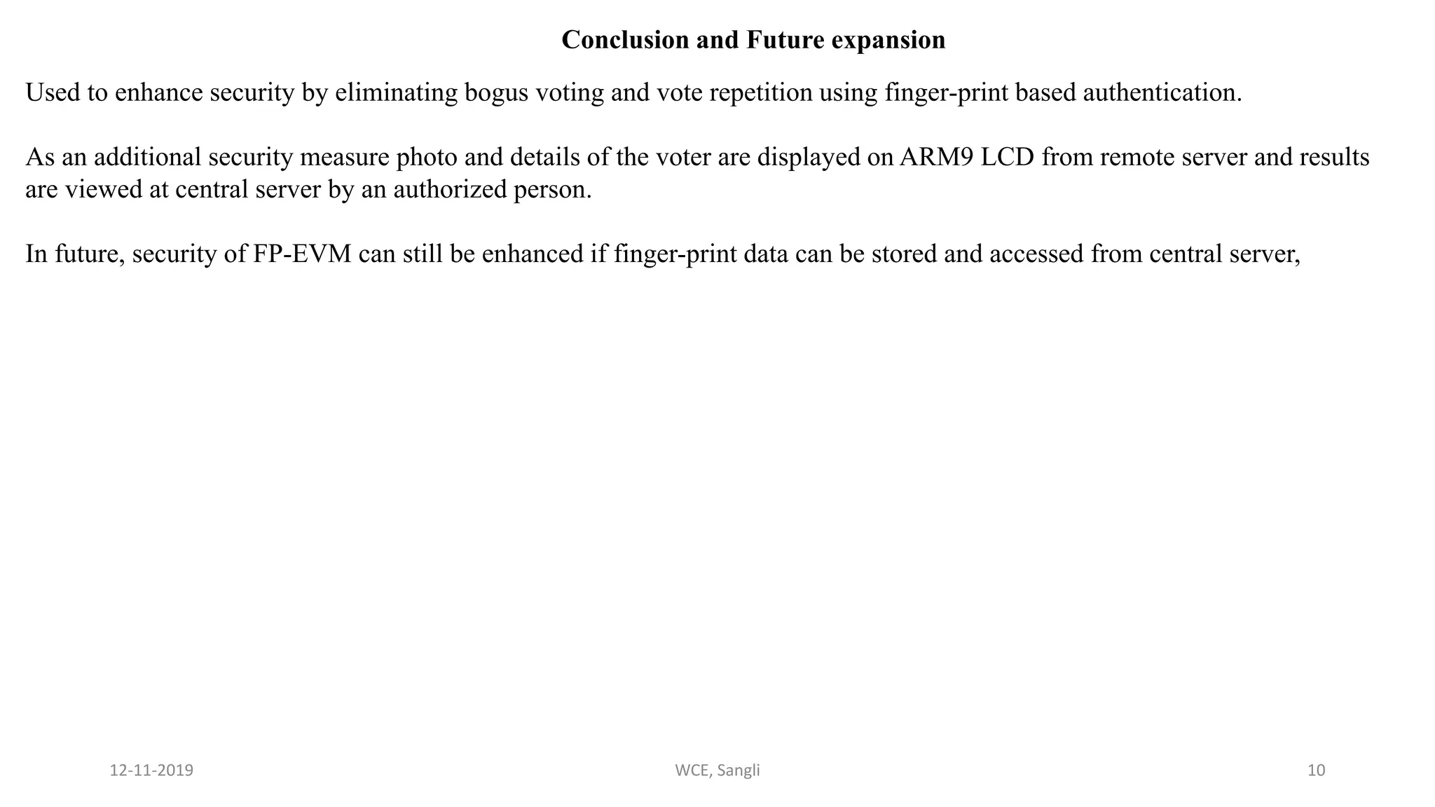 Biometric System Based Electronic Voting Machine Using Arm Micro ...