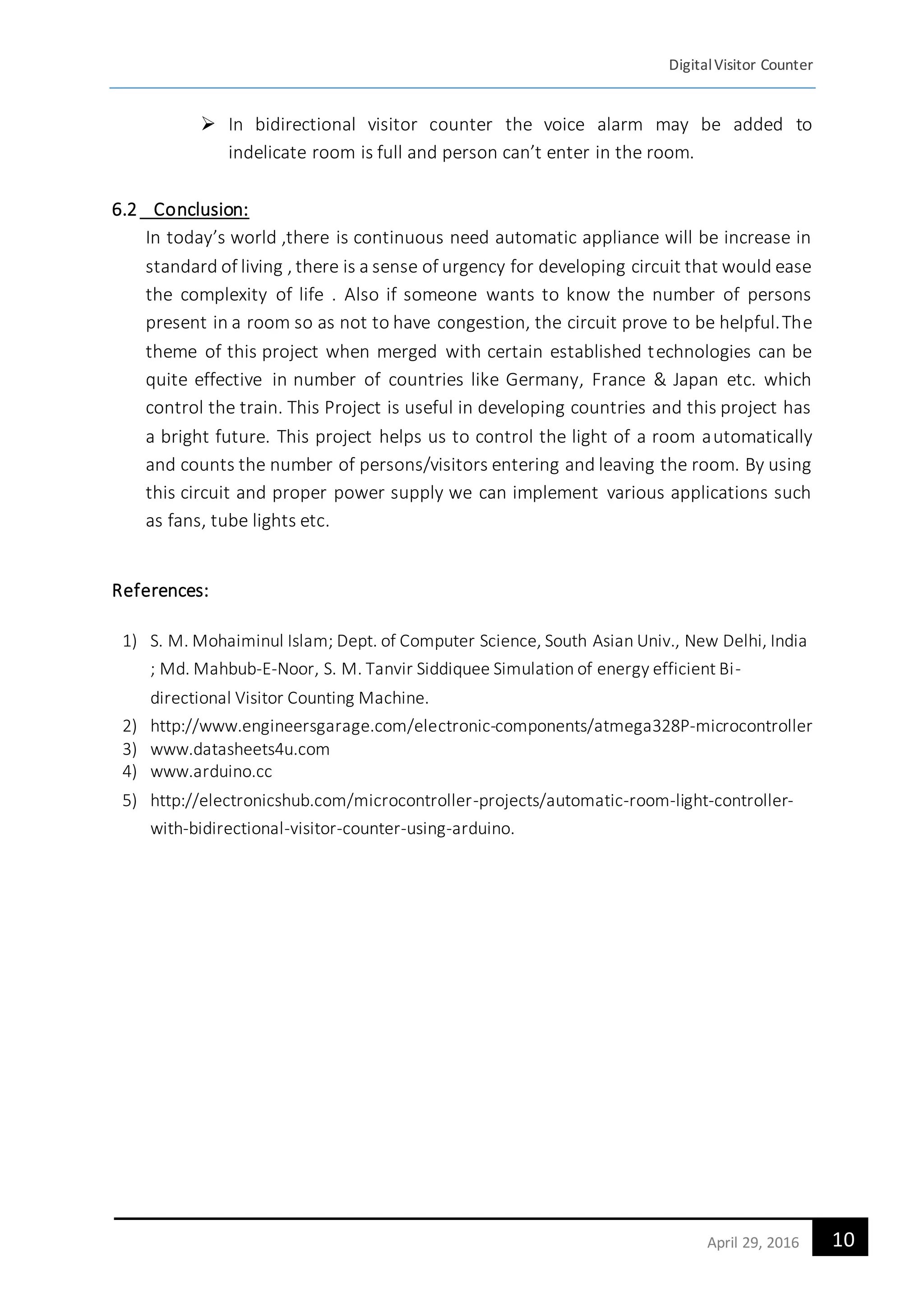 A Report On Bidirectional Visitor Counter Using Ir Sensors And Arduino