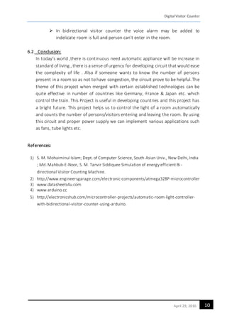 A Report on Bidirectional Visitor Counter using IR sensors and Arduino Uno R3 | DOCX