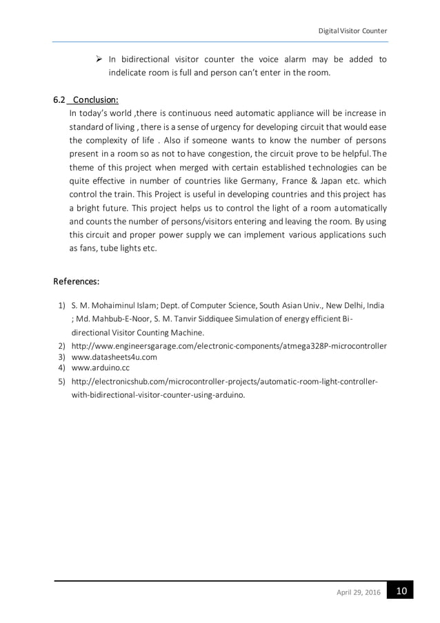 A Report On Bidirectional Visitor Counter Using Ir Sensors And Arduino Uno R3 Docx Computer