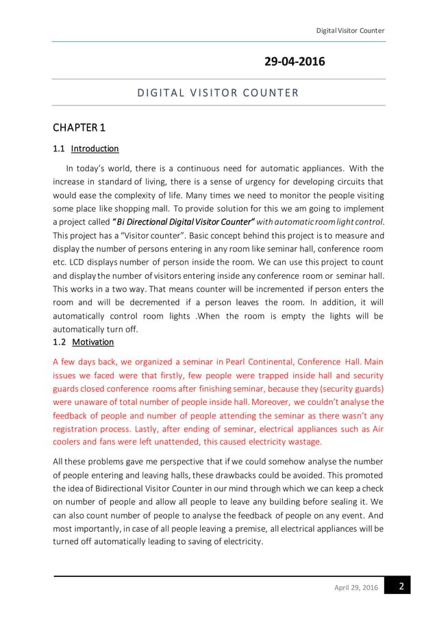 A Report on Bidirectional Visitor Counter using IR sensors and Arduino ...