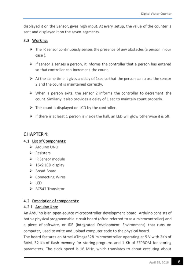 A Report on Bidirectional Visitor Counter using IR sensors and Arduino ...