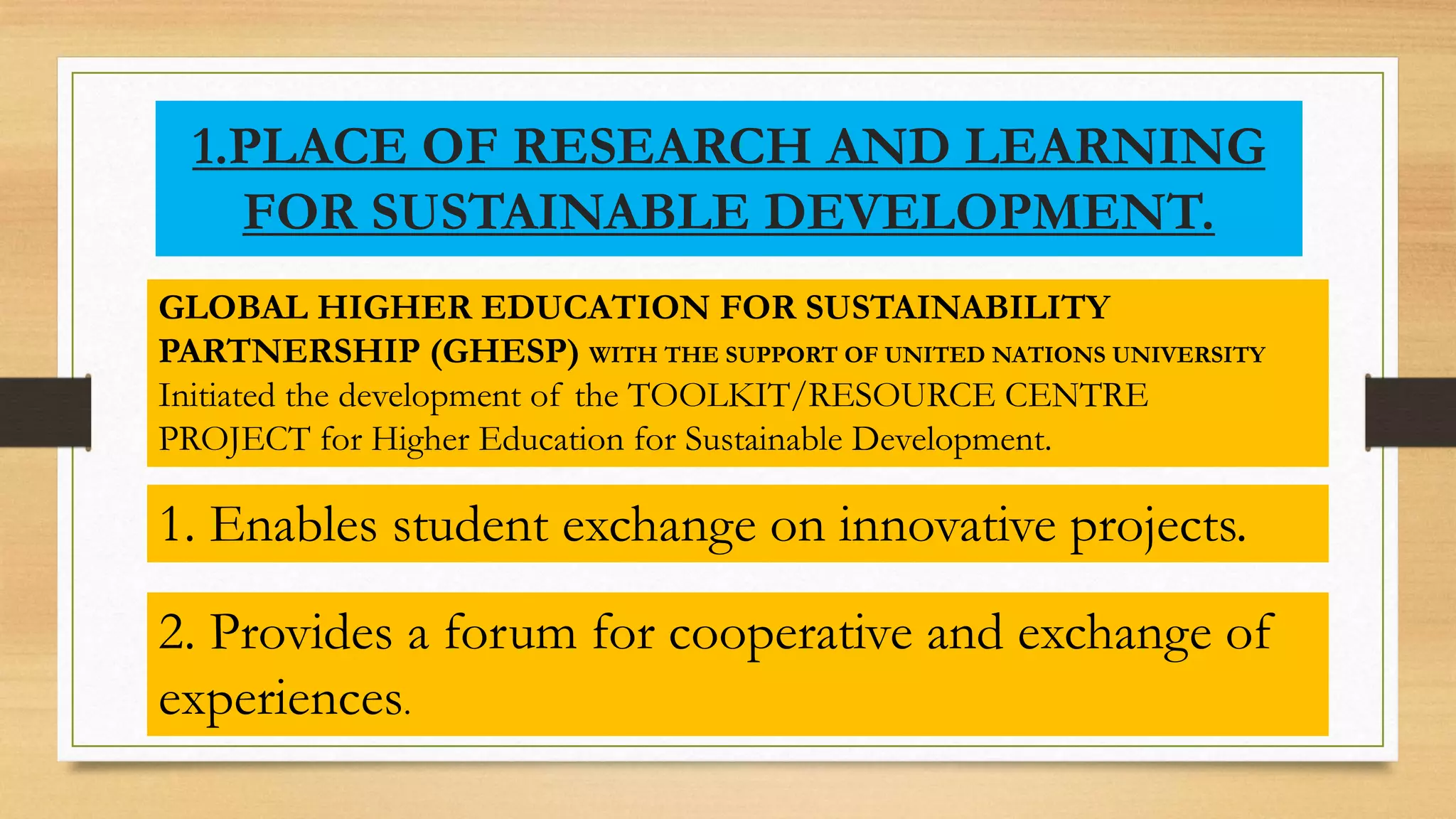 Spaces of Learning in Education for Sustainable Development | PPT