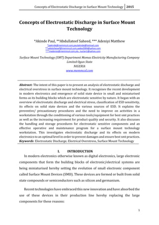 Concepts of Electrostatic Discharge in Surface Mount Technology | PDF ...
