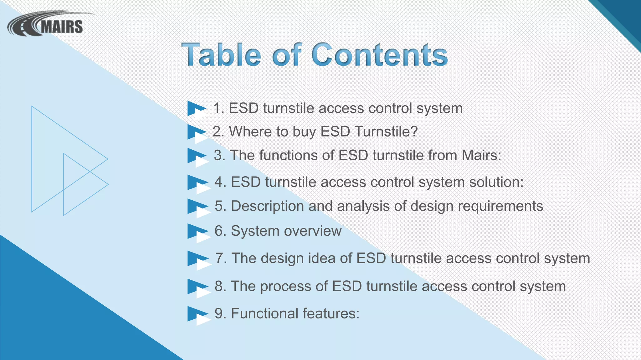 Esd turnstile gate system - Mairsturnstile.com