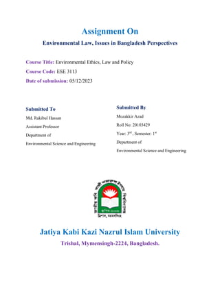 Assignment On Environmental Law, Issues in Bangladesh Perspectives ...