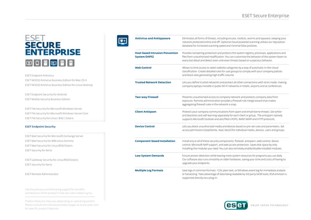 ESET_SECURE_ENTERPRISE_DATASHEET | PDF | Operating Systems | Computer ...