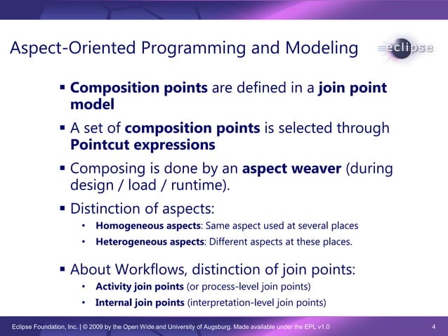 Eclipse Summit 2009 - Aspect Oriented Modeling | PDF