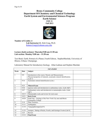 Ese 11 syllabus fall 2013 monday thursday morning | DOCX