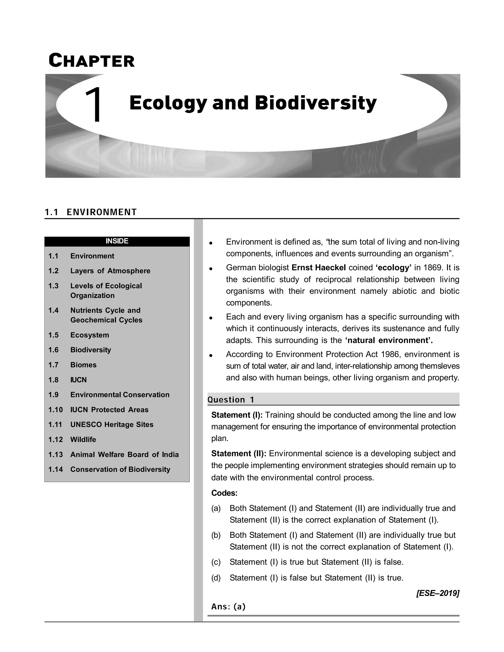 ESE 2020 - Basics of Energy and Environment | PDF